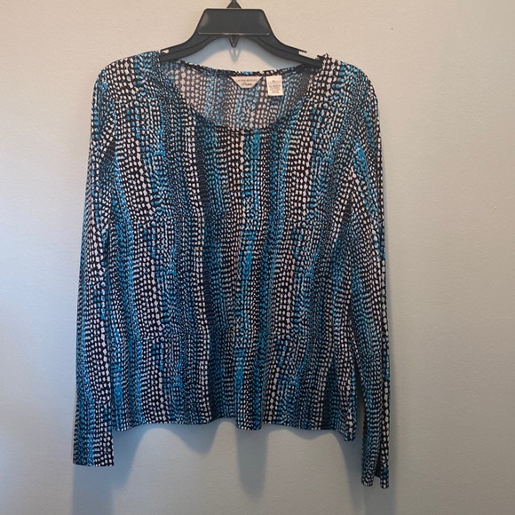 Laura Ashley | Tops | Laura Ashley Pm Blue Black And White Shirt | Poshmark